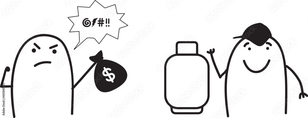 Thumb man. High price of gas cylinder. Financial inflation in Brazil ...