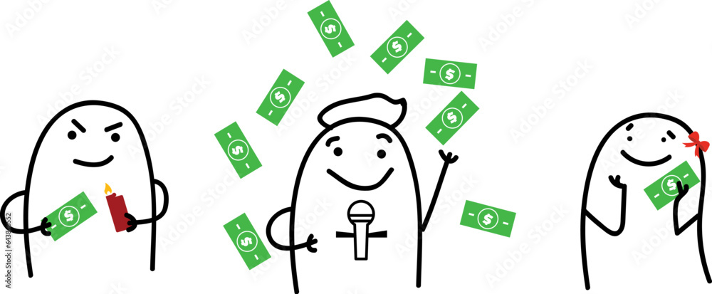 Thumb man. A man burns money, I waste it. A TV presenter in a rain of ...