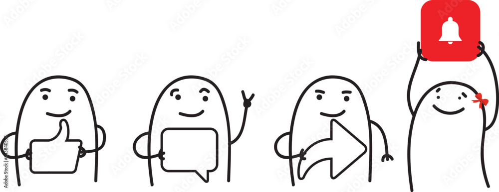 Thumb man. Social networks interaction. Like. Comment. Share. Activate ...