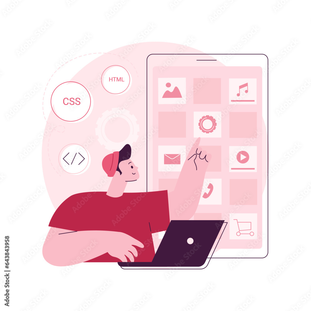 Hybrid Mobile App Abstract Concept Vector Illustration Software Application Native App And Web