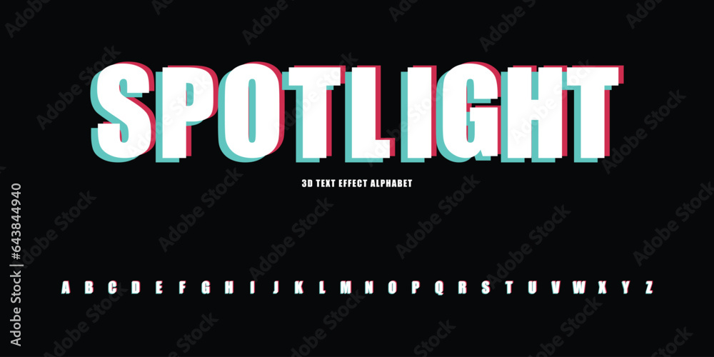 Spotlight 3D Text Effects Neon Alphabet Font Typeface Vector Editable ...