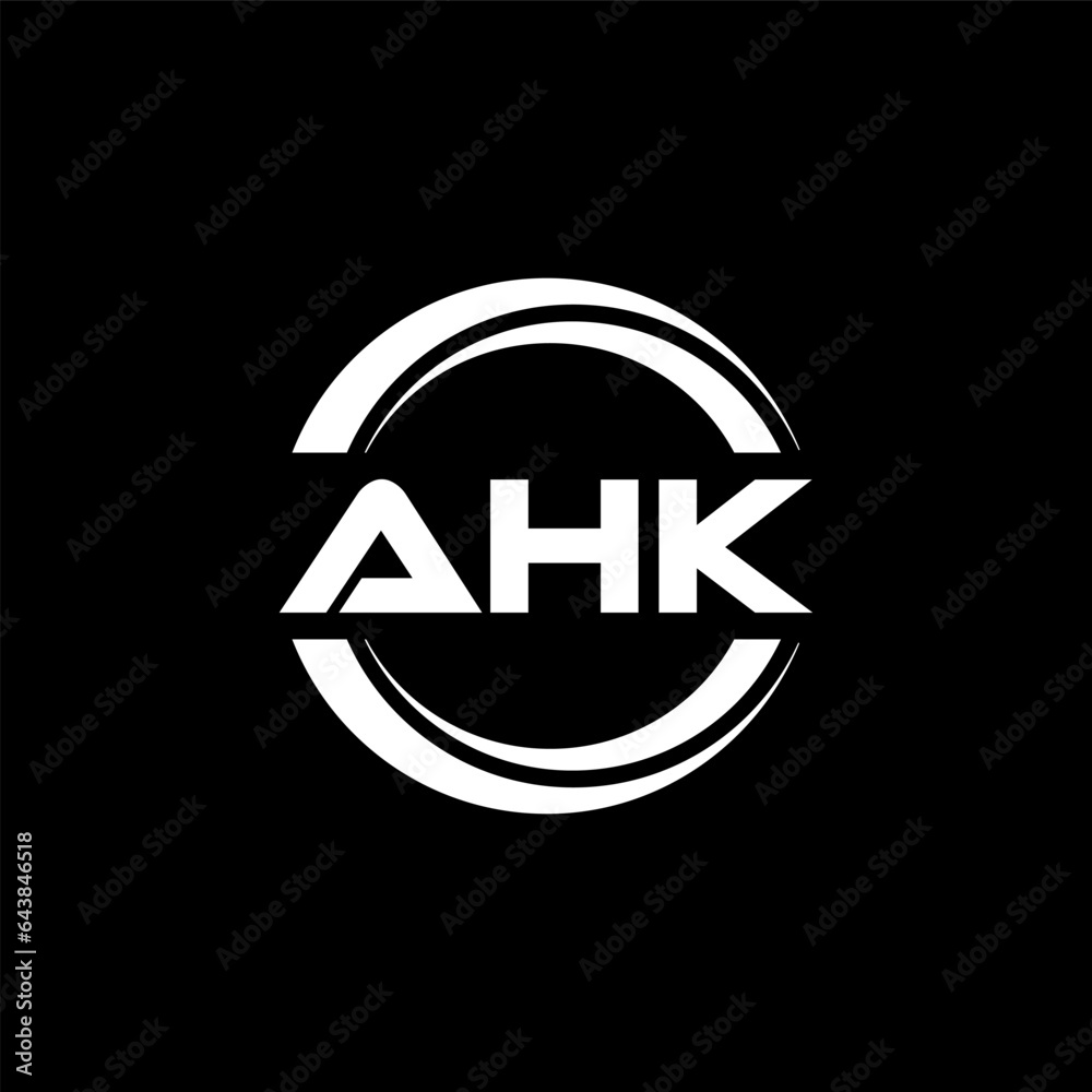 AHK letter logo design with black background in illustrator, vector ...