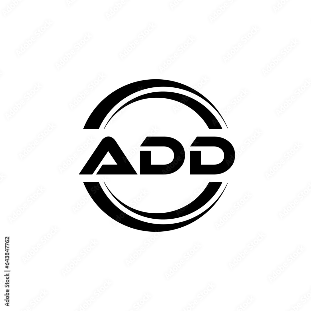 ADD letter logo design with white background in illustrator, vector ...