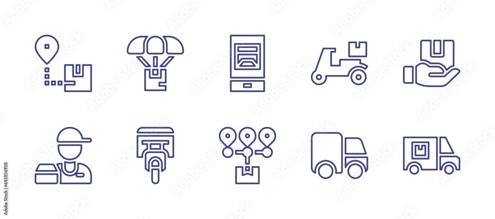Delivery line icon set. Editable stroke. Vector illustration ...