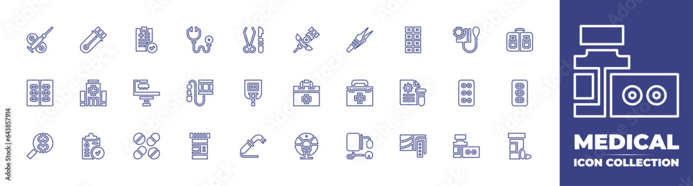 Medical line icon collection. Editable stroke. Vector illustration ...
