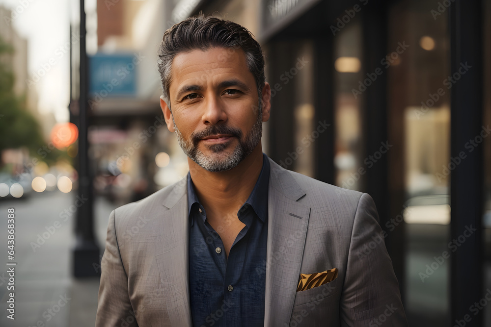 Entrepreneur businessman standing on the sidewalk. 40 year old business ...