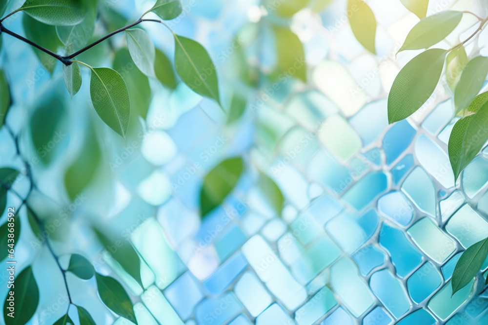 Beautiful soft soothing green natural background with leaves and ...