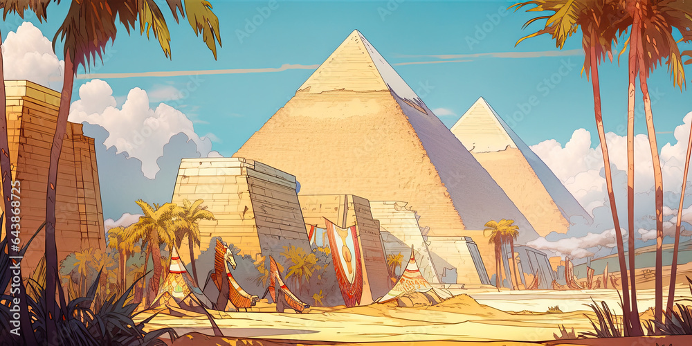 Anime Egypt Aztec hieroglyph Egyptian background backdrop wide banner ...