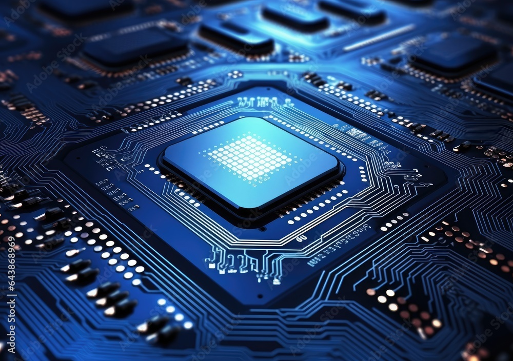Advanced Technology Concept Visualization, Circuit Board CPU Processor ...