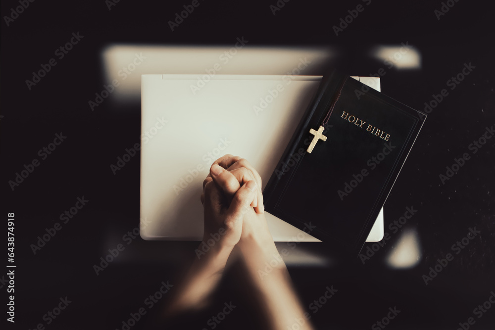 A Christian background where people meditate, pray and worship with ...