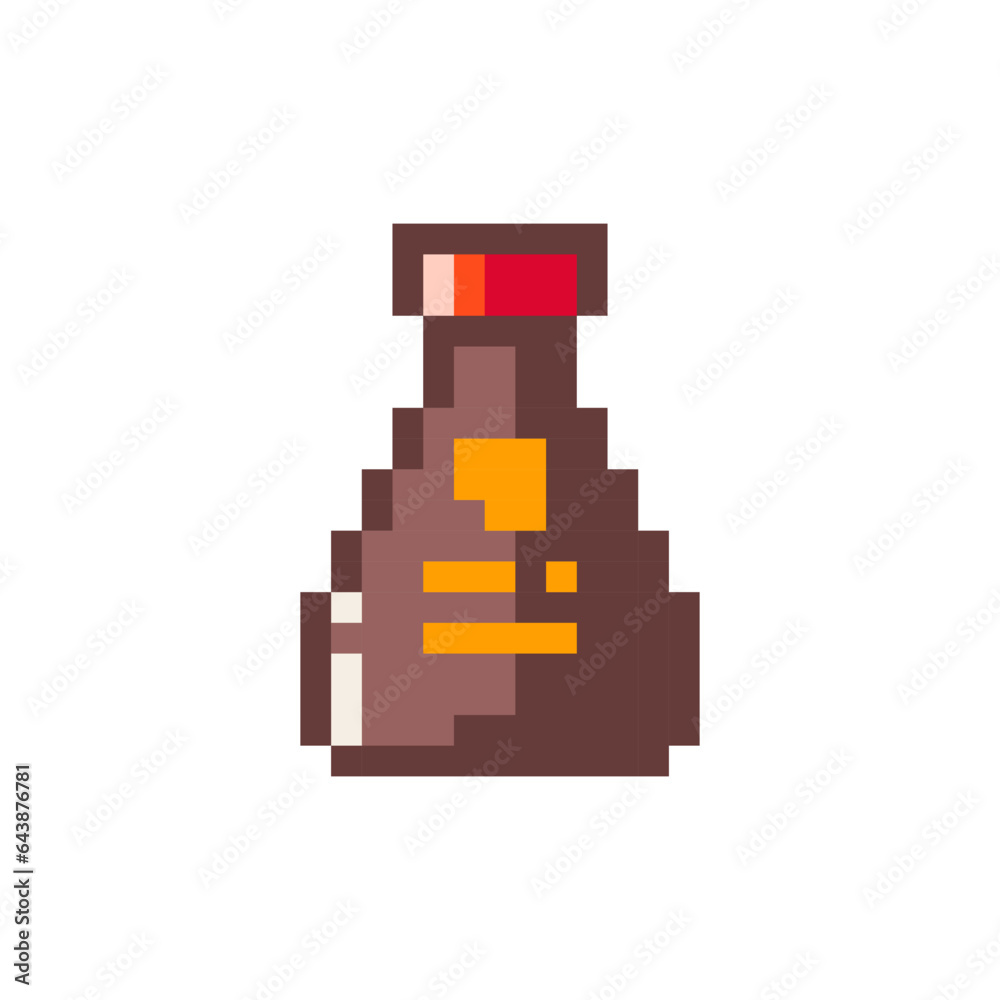 Pixel Art Soy Sauce. Retro 8 bit Style Fast Food Asian Sauce in Glass ...