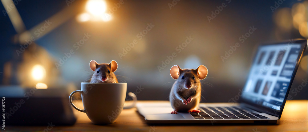 "Computermaus" einmal anders. Erschrockene Maus mit riesigen Ohren ...