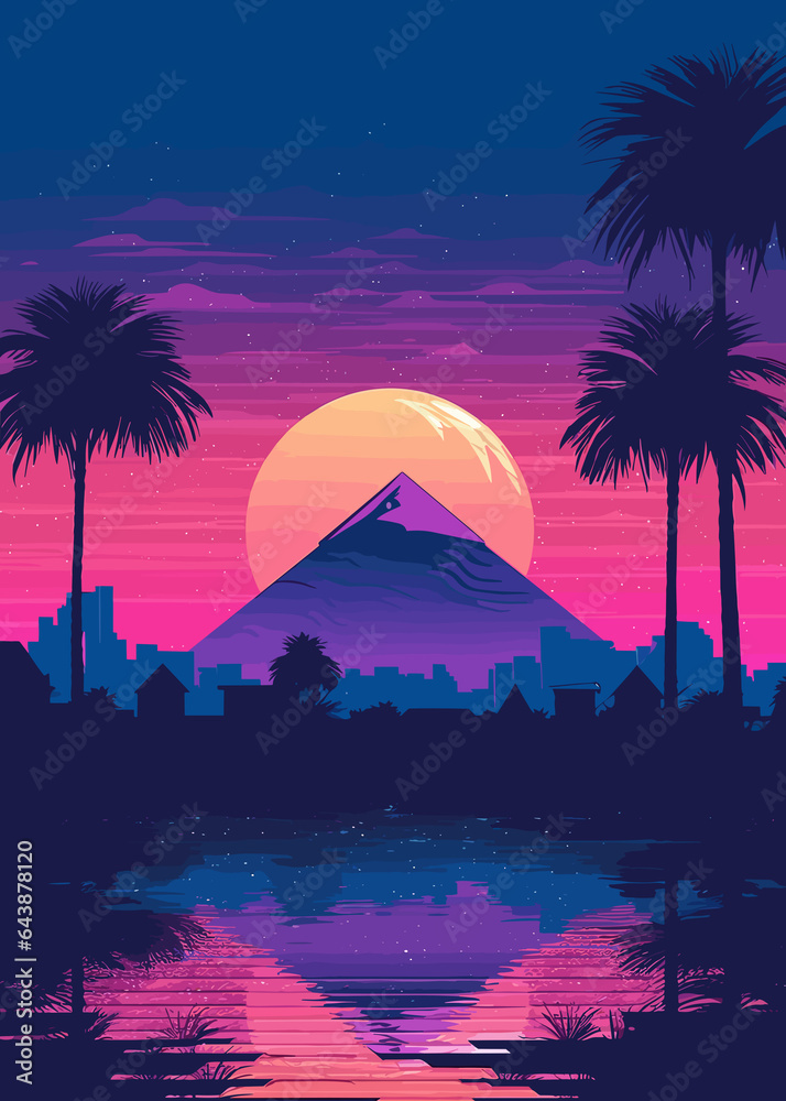 Immerse yourself in the mesmerizing world of city synthwave design ...