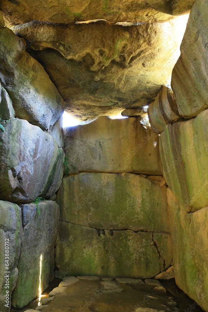 Inside the stone chamber of Ishibutai Kofun Tumulus, Japan,Nara ...