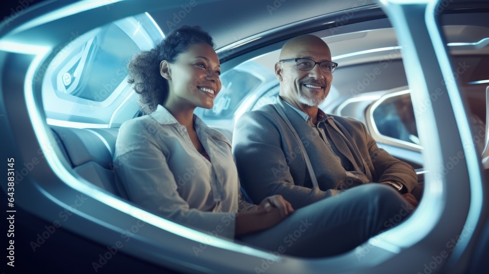 People ride in a self-driving car controlled by an artificial ...