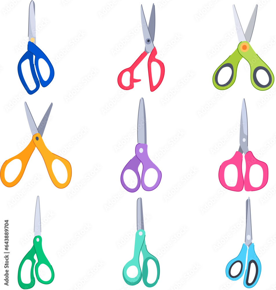 scissor set cartoon. line paper, symbol silhouette, black tailor ...