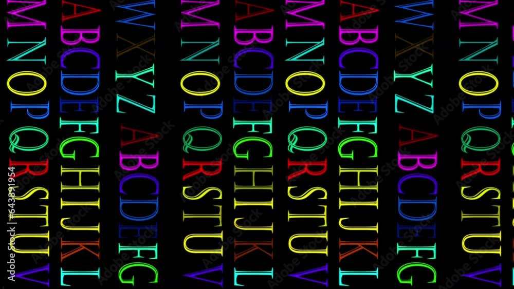 Alphabet colorful animation A to Z in vertical high resolution ...