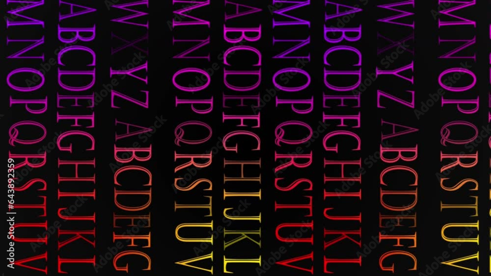 Alphabet colorful animation A to Z in vertical high resolution ...