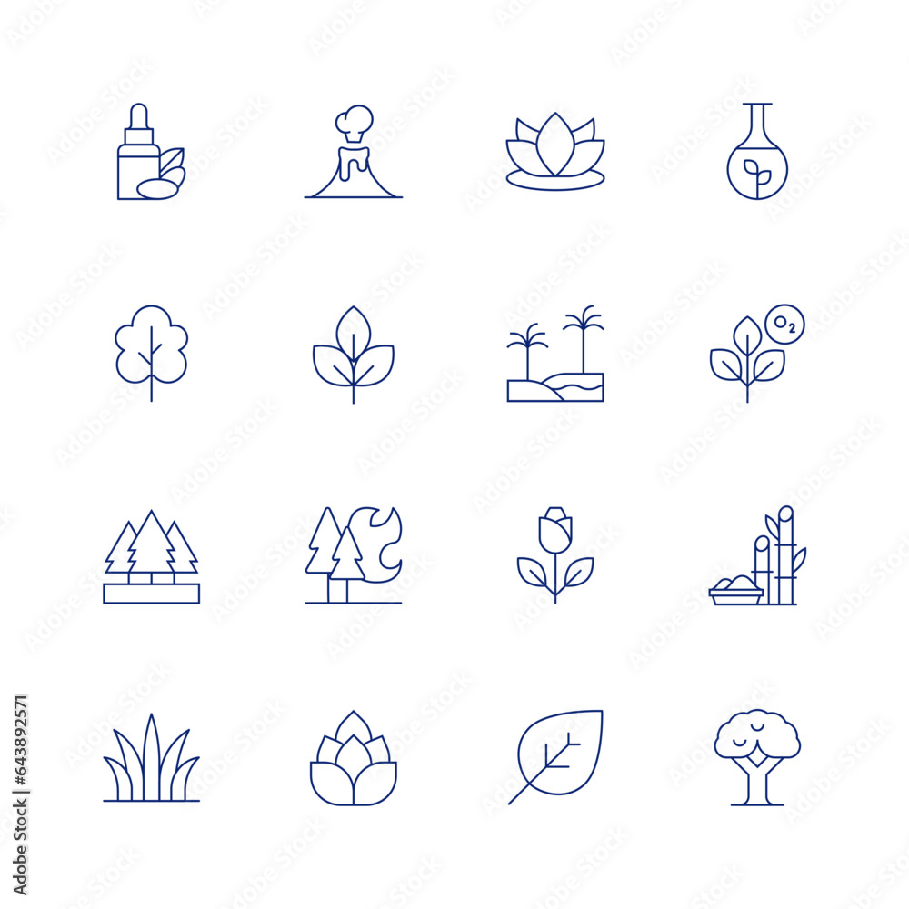 Nature line icon set on transparent background with editable stroke ...