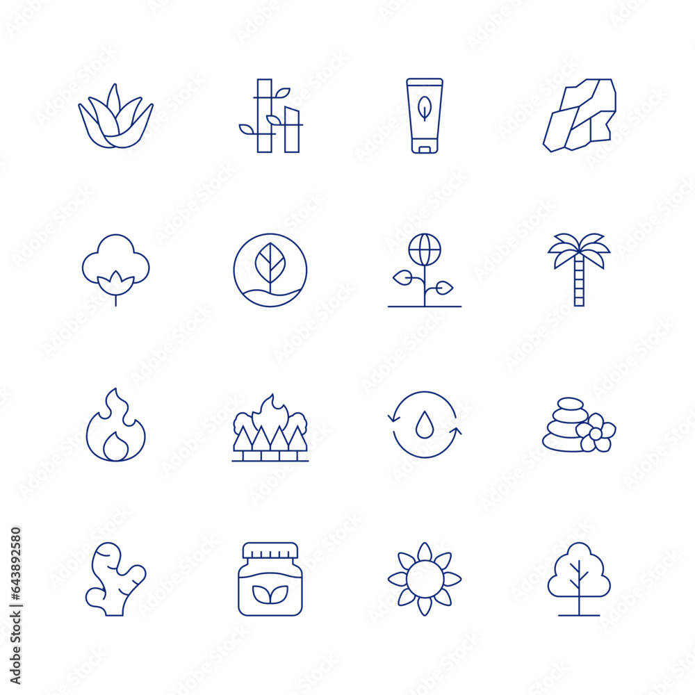 Nature line icon set on transparent background with editable stroke ...