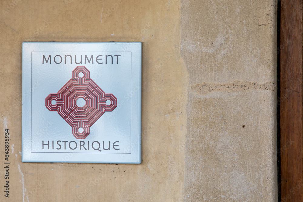 Monument historique logo brand and sign text of label french on tourism ...