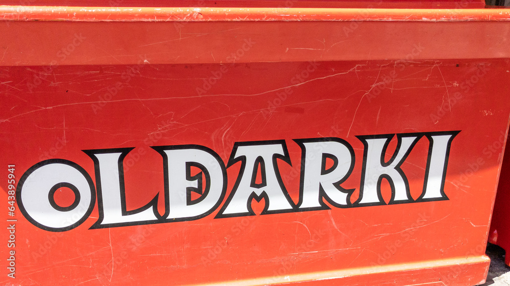Foto de OLDARKI logo brand and text sign of french basque beer from ...