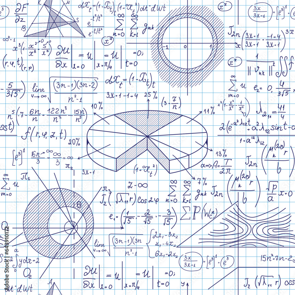 Educational "back to school" vector seamless texture with handwritten ...