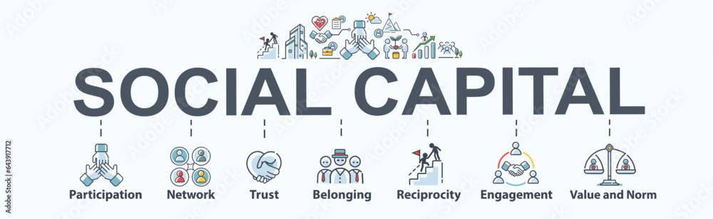 Social capital banner web icon concept for the interpersonal ...