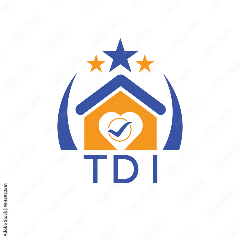TDI House logo Letter logo and star icon. Blue vector image on white ...