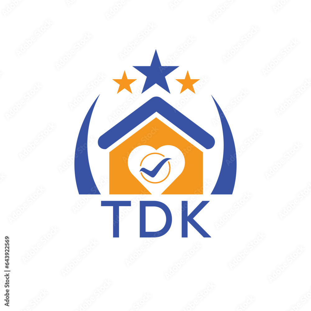 TDK House logo Letter logo and star icon. Blue vector image on white ...