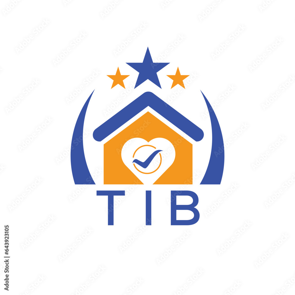 TIB House logo Letter logo and star icon. Blue vector image on white ...