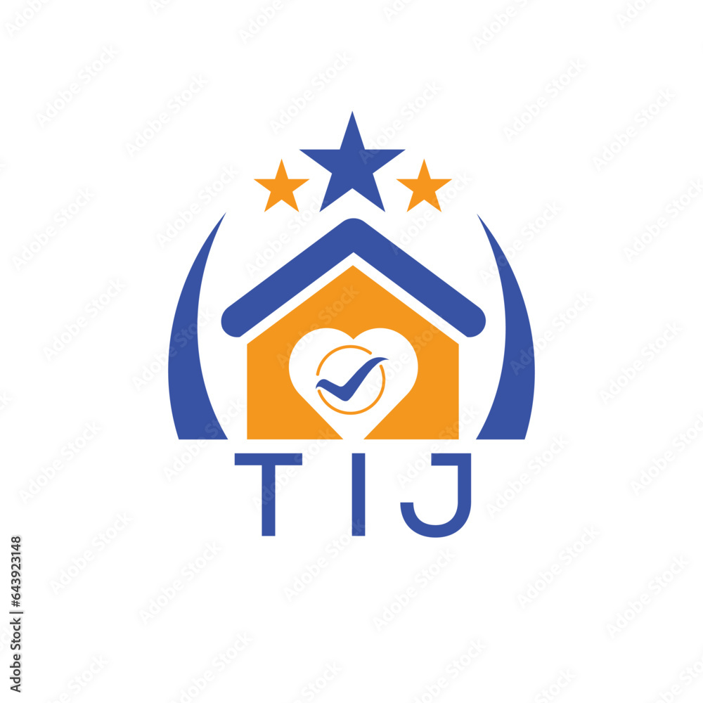 TIJ House logo Letter logo and star icon. Blue vector image on white ...