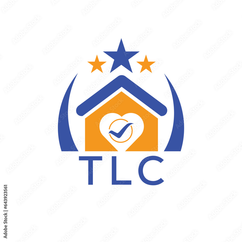 TLC House logo Letter logo and star icon. Blue vector image on white ...