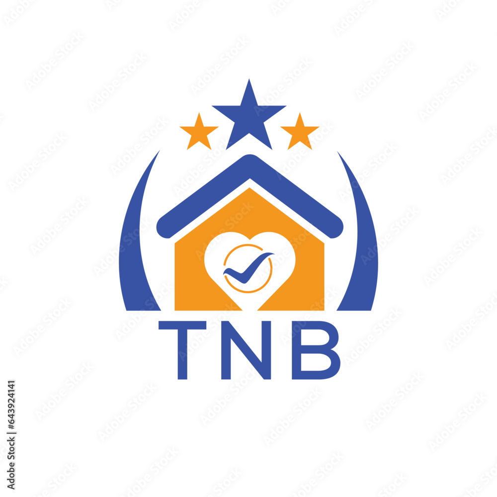 TNB House logo Letter logo and star icon. Blue vector image on white ...