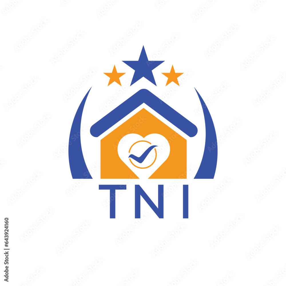 TNI House logo Letter logo and star icon. Blue vector image on white ...
