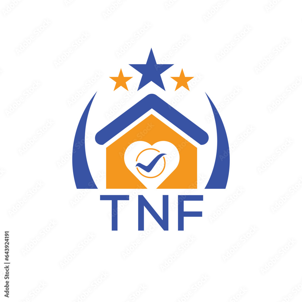 TNF House logo Letter logo and star icon. Blue vector image on white ...
