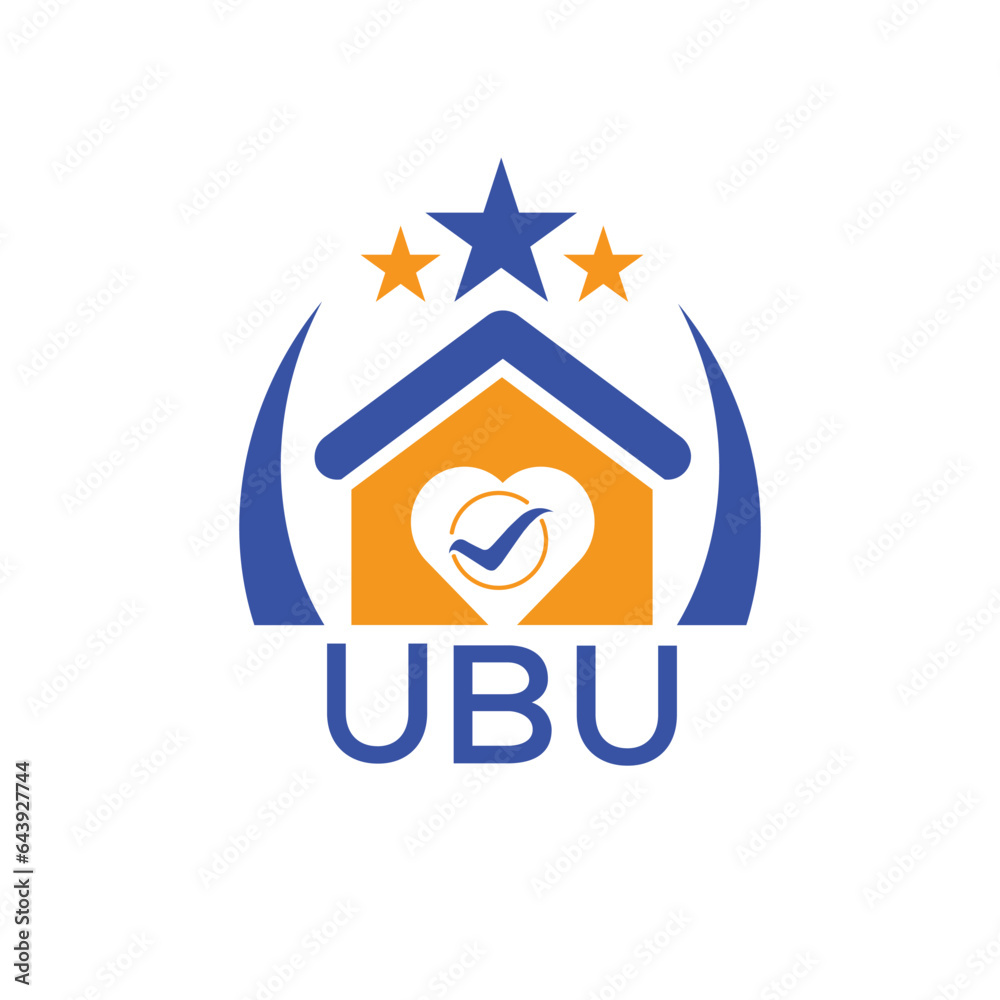 UBU House logo Letter logo and star icon. Blue vector image on white ...