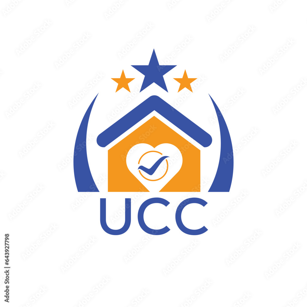 UCC House logo Letter logo and star icon. Blue vector image on white ...