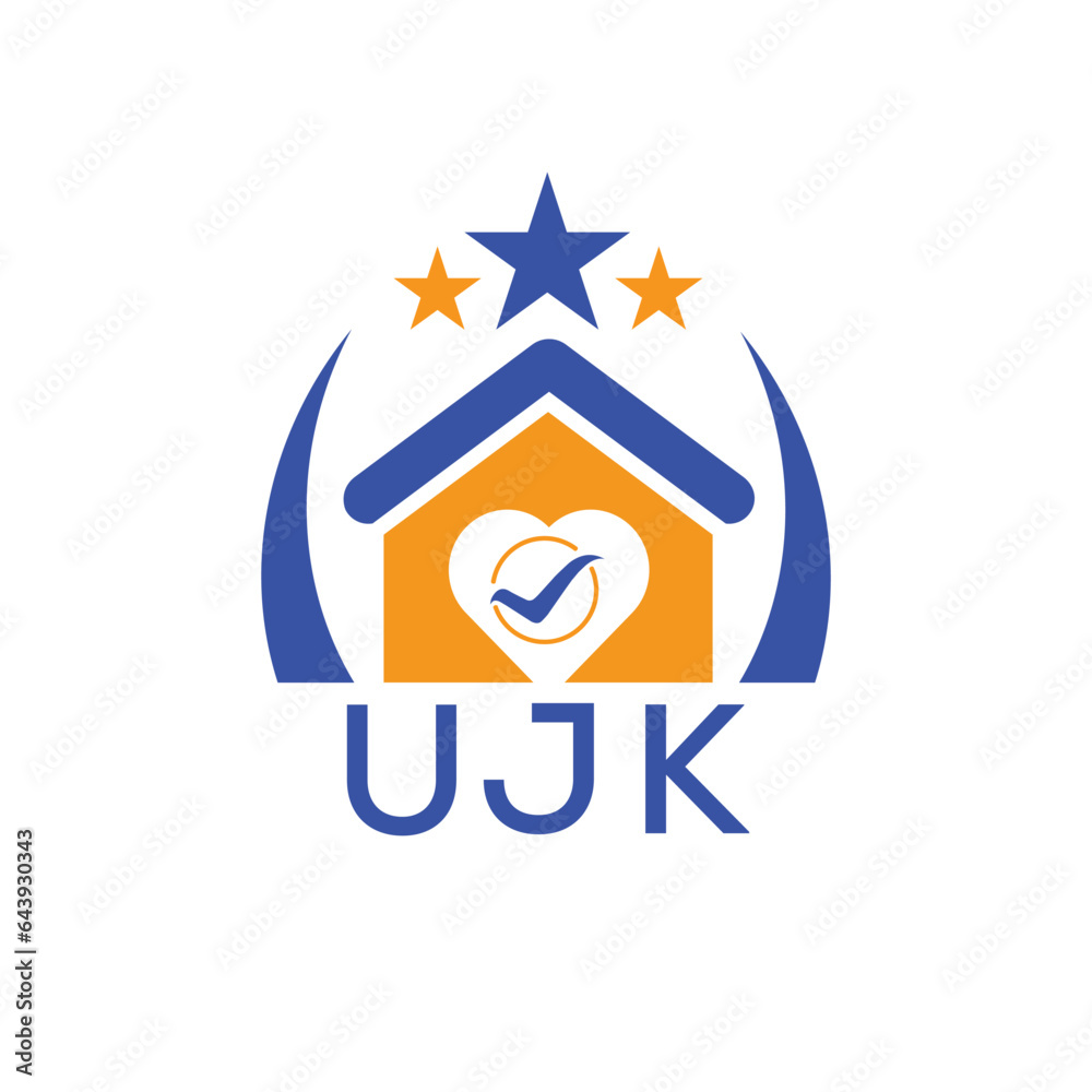 Vecteur Stock UJK House logo Letter logo and star icon. Blue vector ...