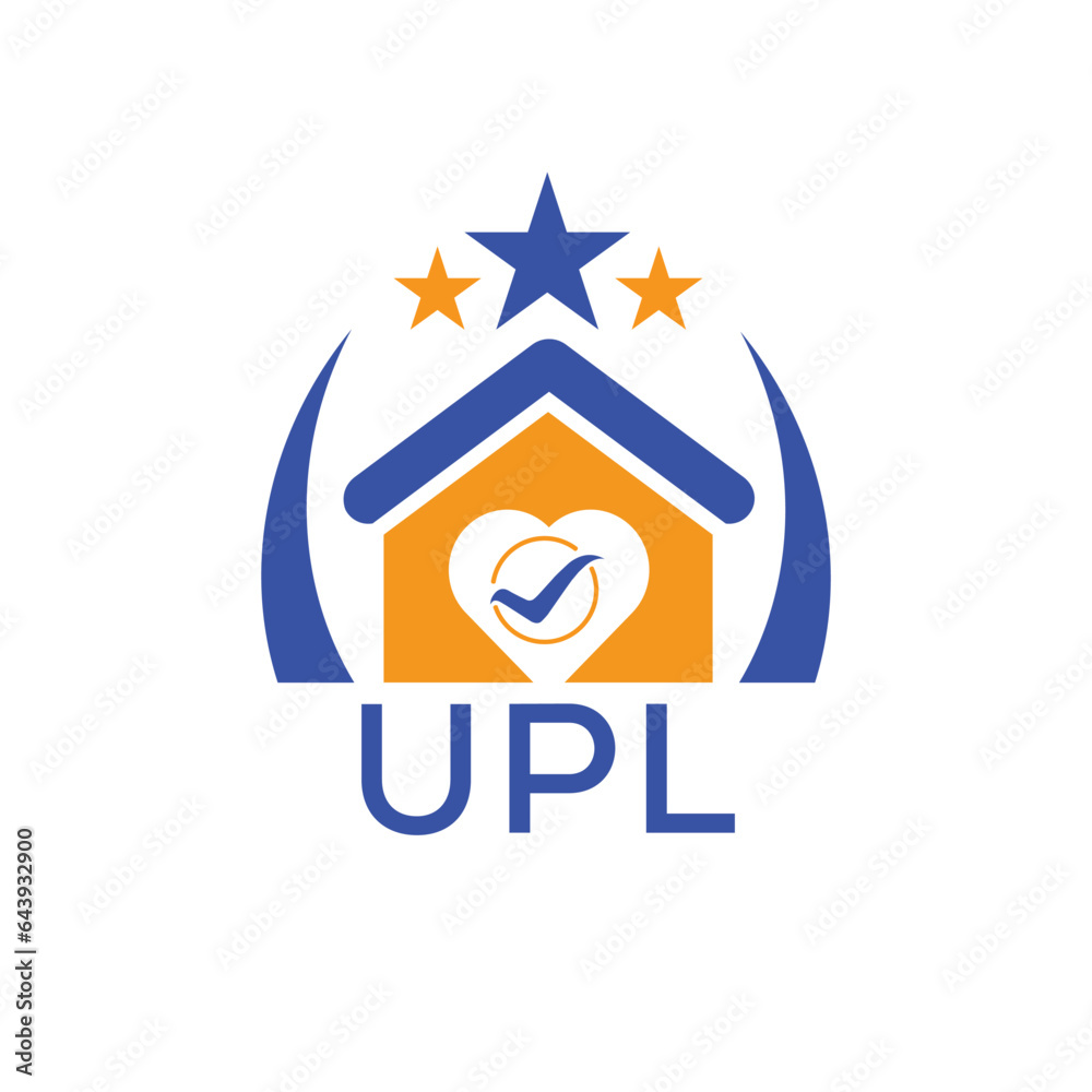 UPL House logo Letter logo and star icon. Blue vector image on white ...