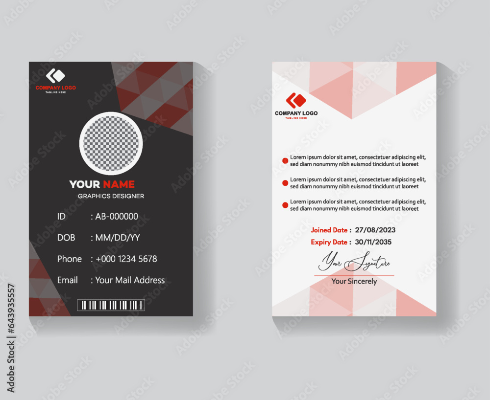 vector abstract id,badge template,corporate id card,office id card ...