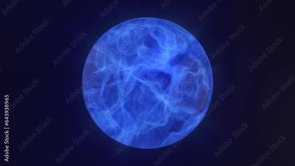 moon in the sky. Glass sphere with blue smoke inside. The background ...