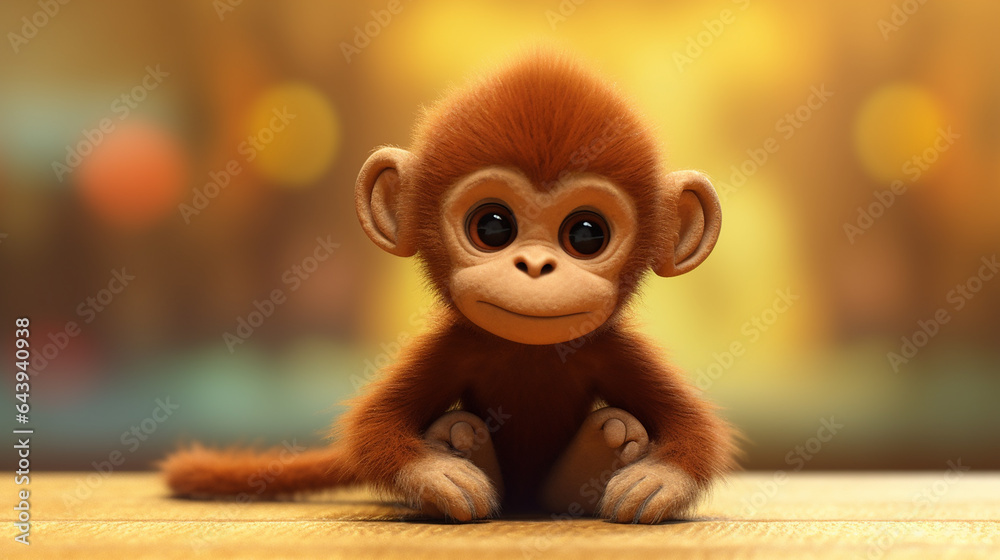3d little monkey character generative AI Stock Illustration | Adobe Stock