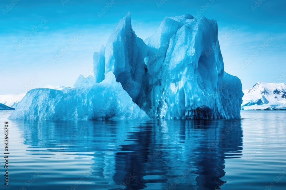 flipped iceberg exposing vibrant blue ice formations Stock Photo ...