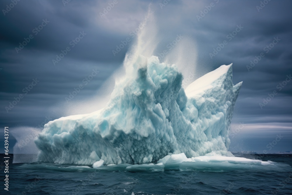 iceberg calving creating a splash in the ocean Stock Photo | Adobe Stock