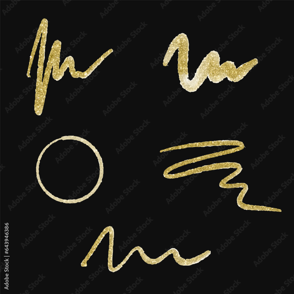 Hand drawing brush stroke golden glitter lines Stock Vector | Adobe Stock