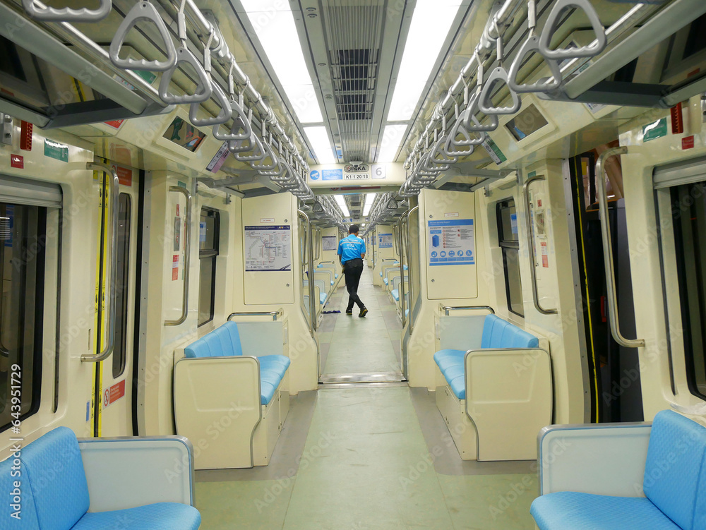 inside interior of jabodebek lrt train set in jakarta, indonesia -sept ...