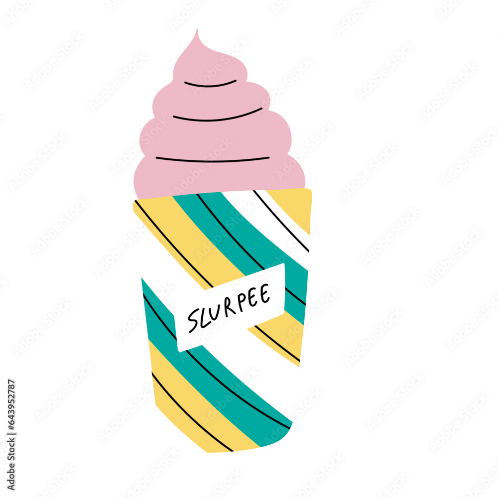 Slurpee drink flat cartoon illustration Stock Vector | Adobe Stock