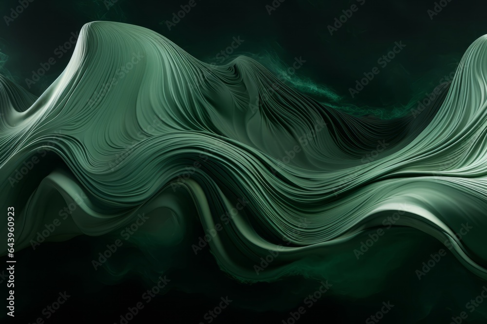 elegant green wave flowing gracefully on a dark background capturing ...