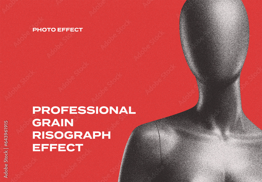 Grain Risograph Photo Effect Mockup Template Paper Texture Overlay ...